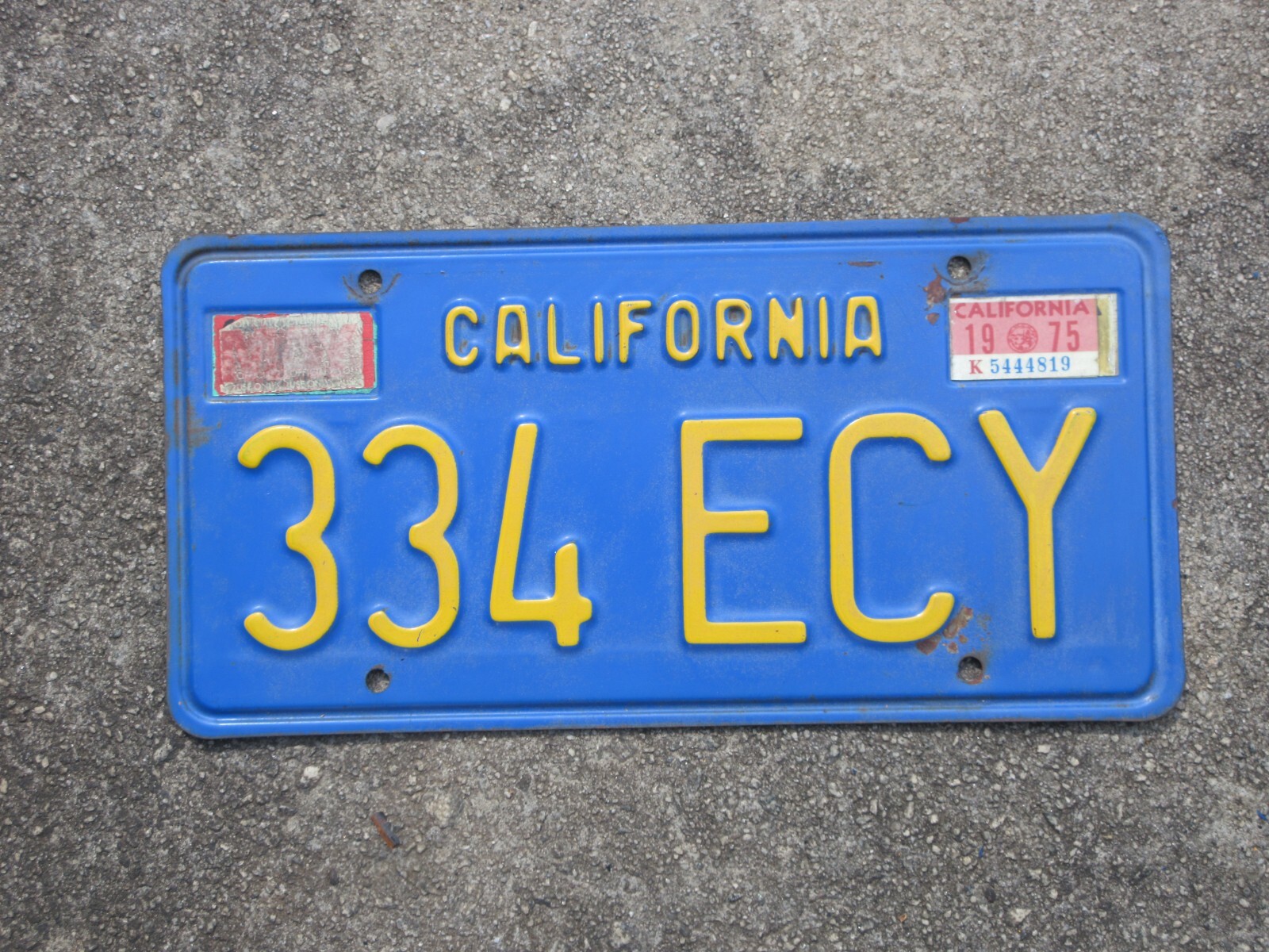 1975 California Blue Yellow License Plate CA C334 ECY Chevrolet Ford ...