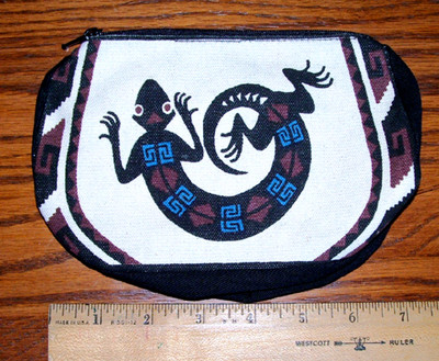Coin Purse / All purpose Tote Bag Southwestern Lizard design 5x7" zips ...