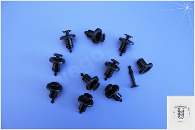 10x Bumper Mounting Clips Stud 7703072360 for Renault Clio Megane ...