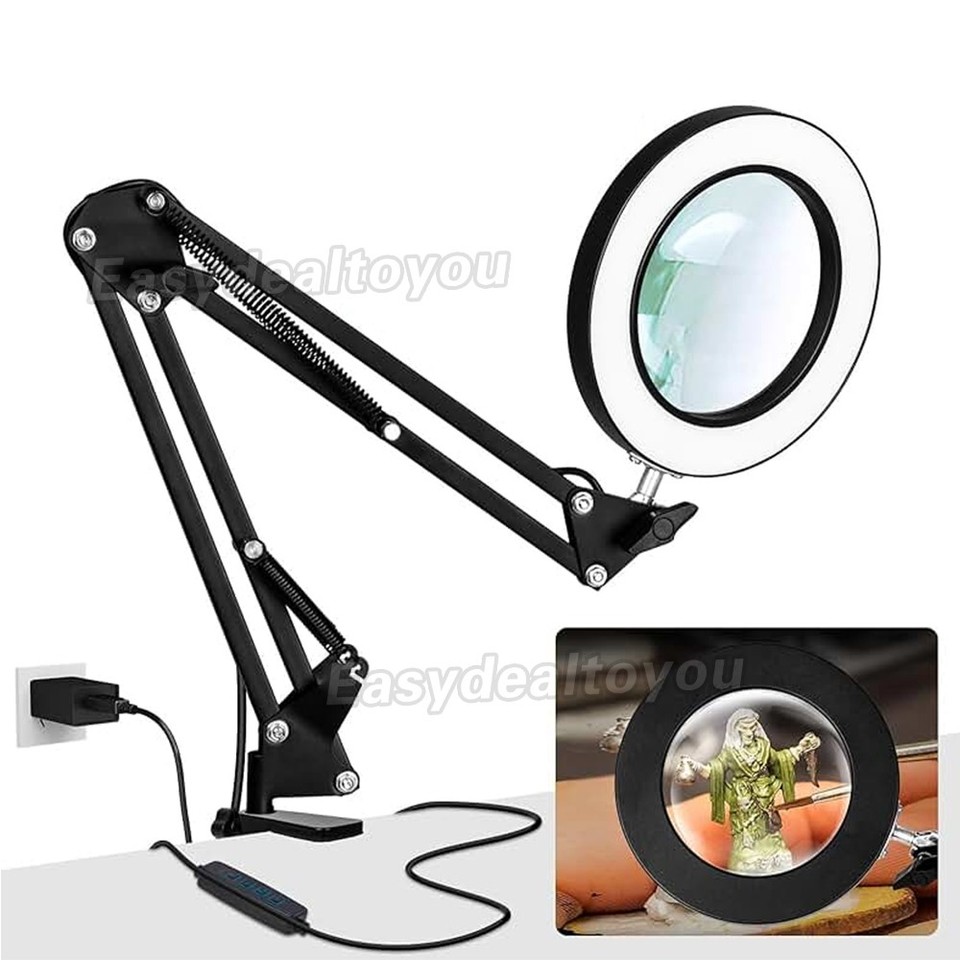 10x 72 LED Light Magnifying Glass Desk Foldable Lamp Magnifier Clamp ...