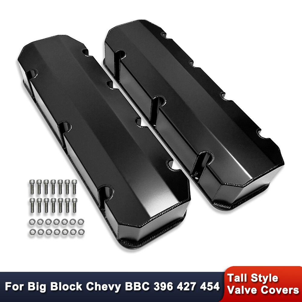 For Chevy BBC 396 427 454 Fabricated Aluminum Tall Valve Cover Black ...