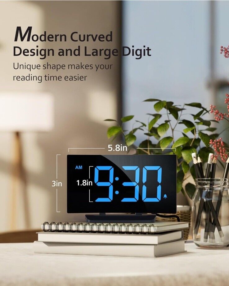 Electronic Digital Alarm Clock TCA-245 with USB Cable 5V 1A Curved ...