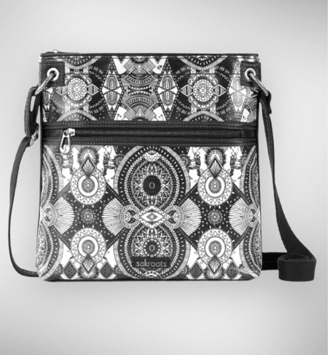 Black & White Sakroots Artist Circle Flat Crossbody Bag Wanderlust ...