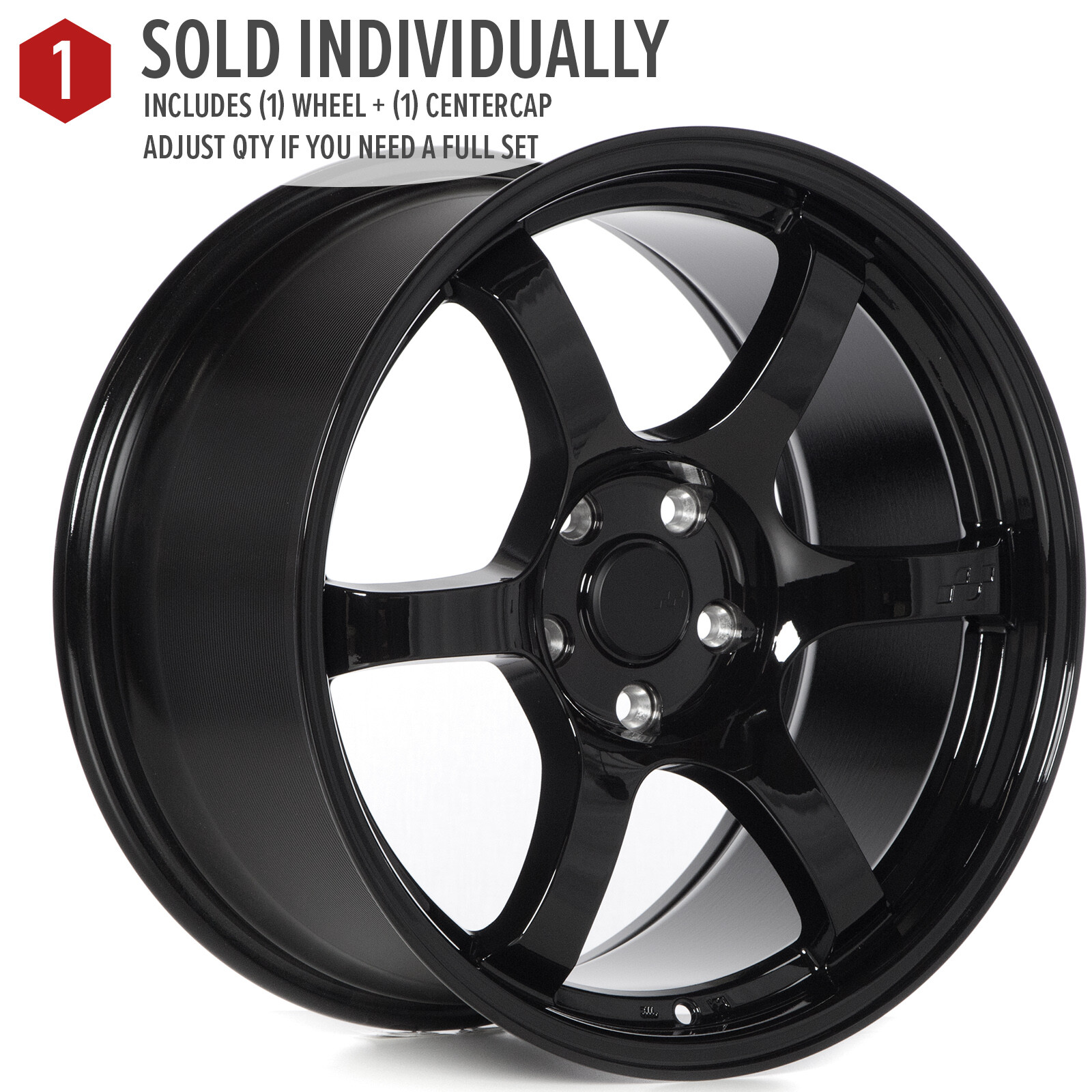 CIRCUIT CSF1 18x9.5 5x114.3 +38 GLOSS BLACK 57DR WHEEL FITS WRX STI ...