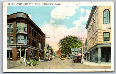 Postcard MA Center Street View from Main Middleboro Massachusetts T12 ...
