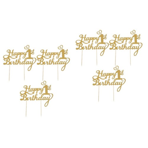 6 PCS TOPPERS DESSERTS 1er anniversaire Cupcake topper Baking Ornaments ...