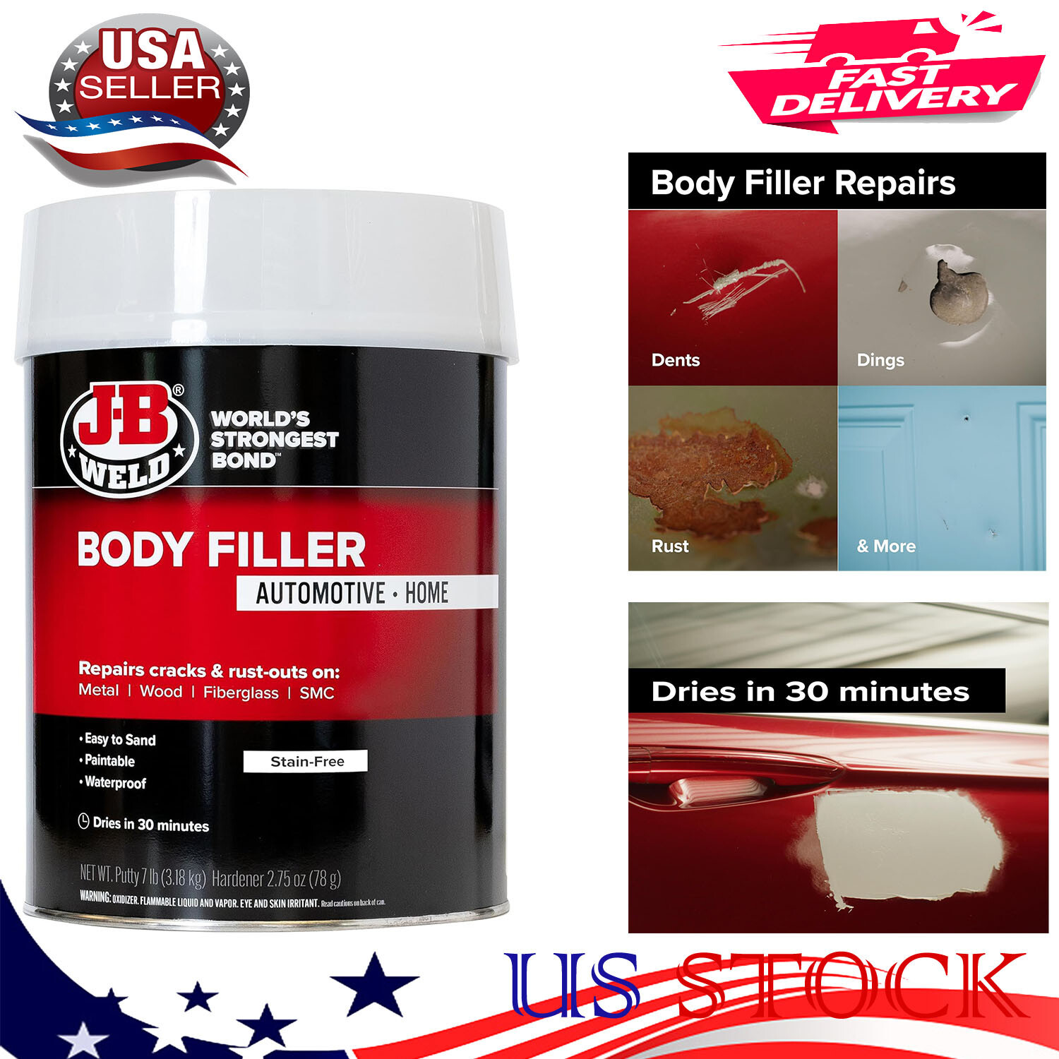 NEW Body Filler Automotive & Home Sandable, Paintable and Waterproof (1 ...