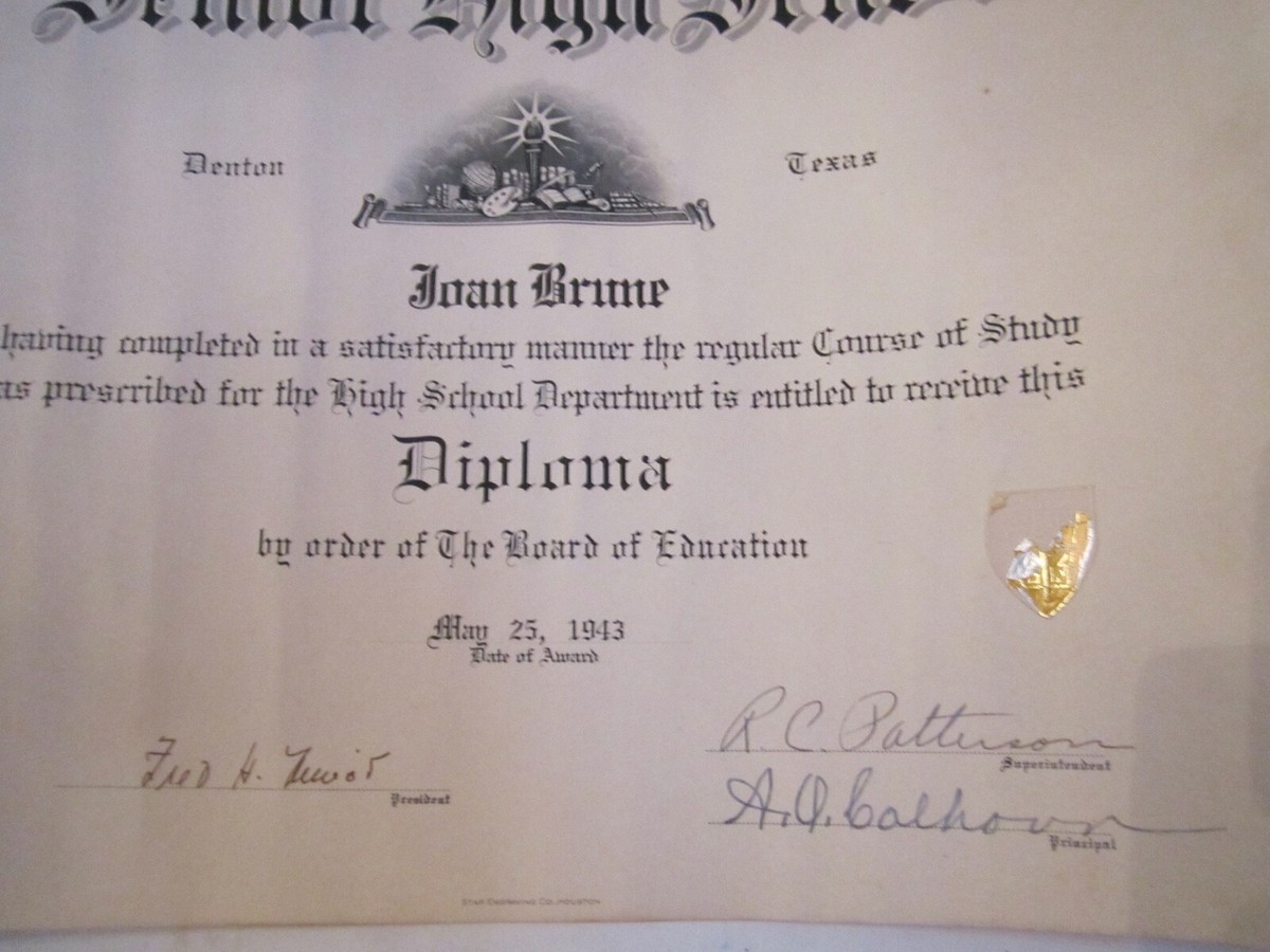 Texas High School Diploma Certificate