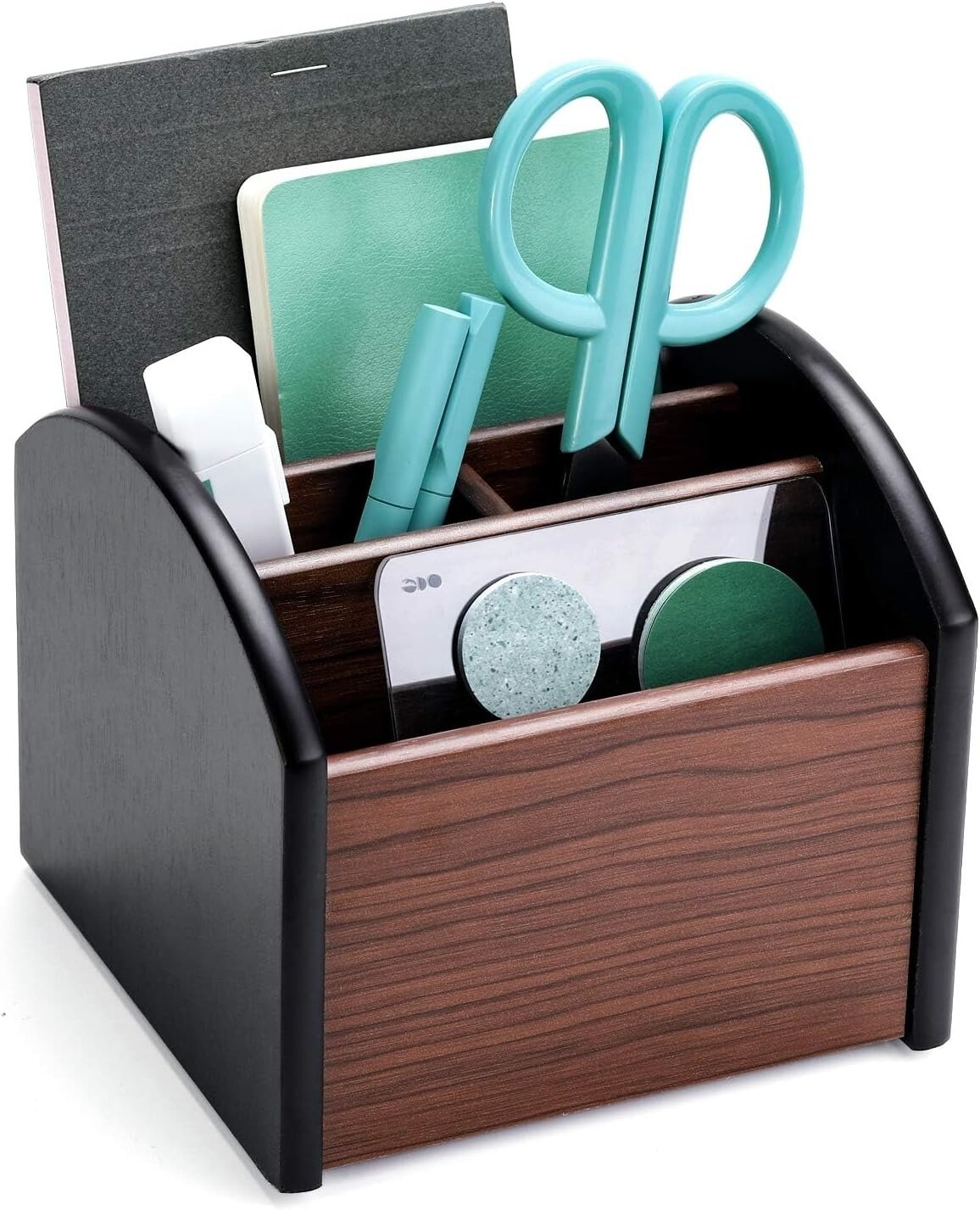 New Revolving Caddy Remote Control Organizer Wooden Storage Holder Box ...