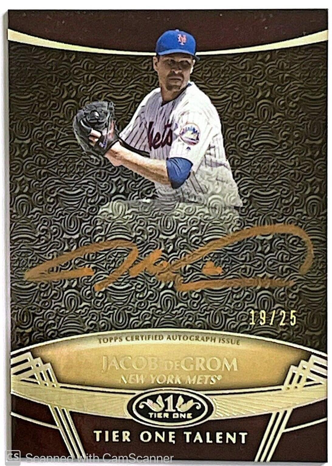 2019 Topps Tier One - Tier One Talent Autographs Jacob deGrom #TTA-JDE ...
