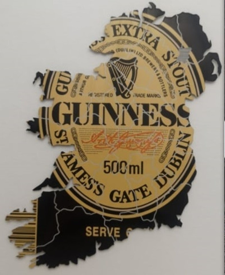 Guinness Gold Silver Ireland Map Flag Coin Bottle Label Dublin Pub Beer ...
