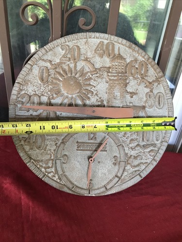 SPRINGFIELD OUTDOOR THERMOMETER / CLOCK, DIE CAST METAL | eBay