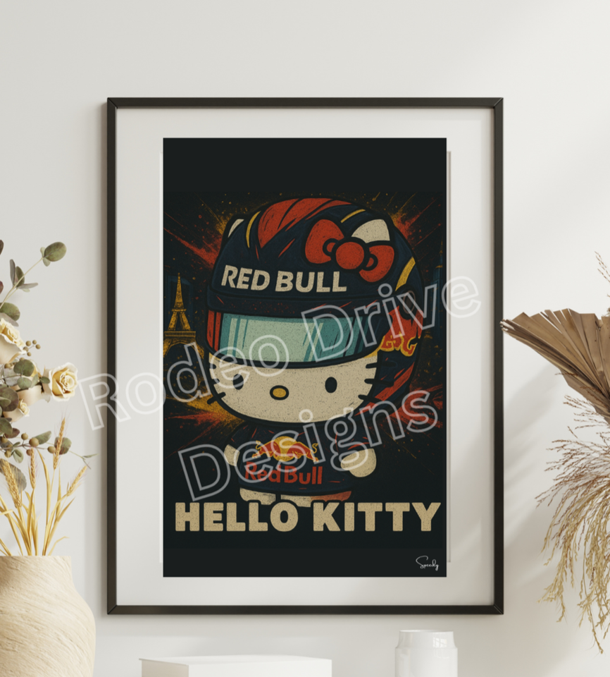 Hello Kitty Red Bull Racing Helmet Art Print 11x17 | Formula One Art | eBay