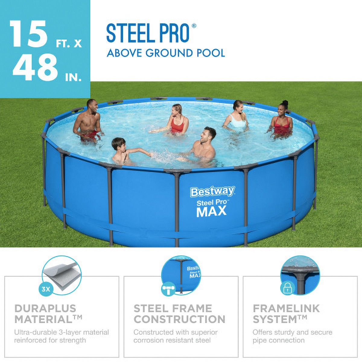 Steel Sided Above Ground Pools Bestway Pro 8.5' X 67" Rectangular