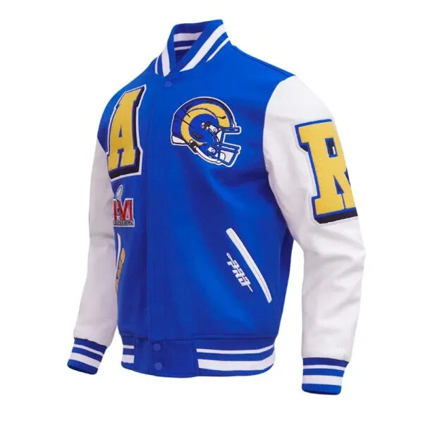 Los Angeles Rams Royal Blue Wool Genuine Leather Varsity Men's ...