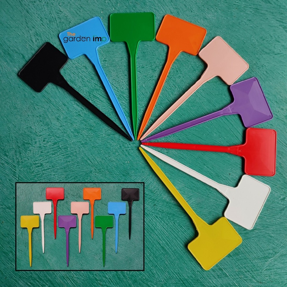 Plant Labels T Type Coloured Marker Sticks Garden Name ID Tags Seed ...