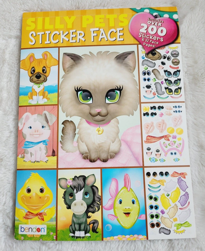 Silly Pets Sticker Face Kids Sticker Book Over 200 Stickers Cat Dog ...