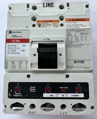 EATON CUTLER HAMMER LD3600 3 Pole 600 AMP Type LD Circuit Breaker ...