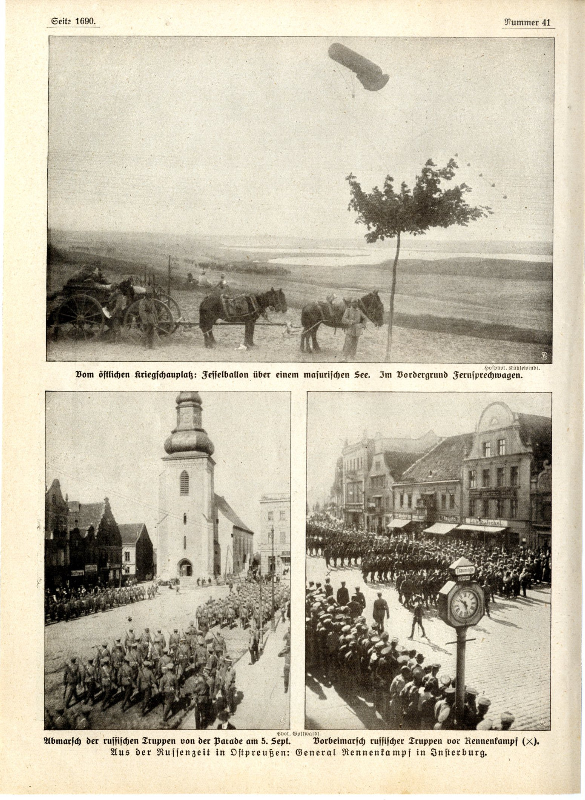 1.WK. Fesselballon in Masuren General Rennenkampf in Insterburg ...