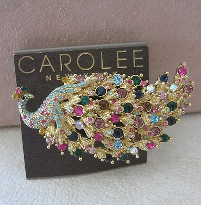 NWT Carolee Fancy Feathers Peacock Pin- Gold Tone Finish/ Multi Color ...