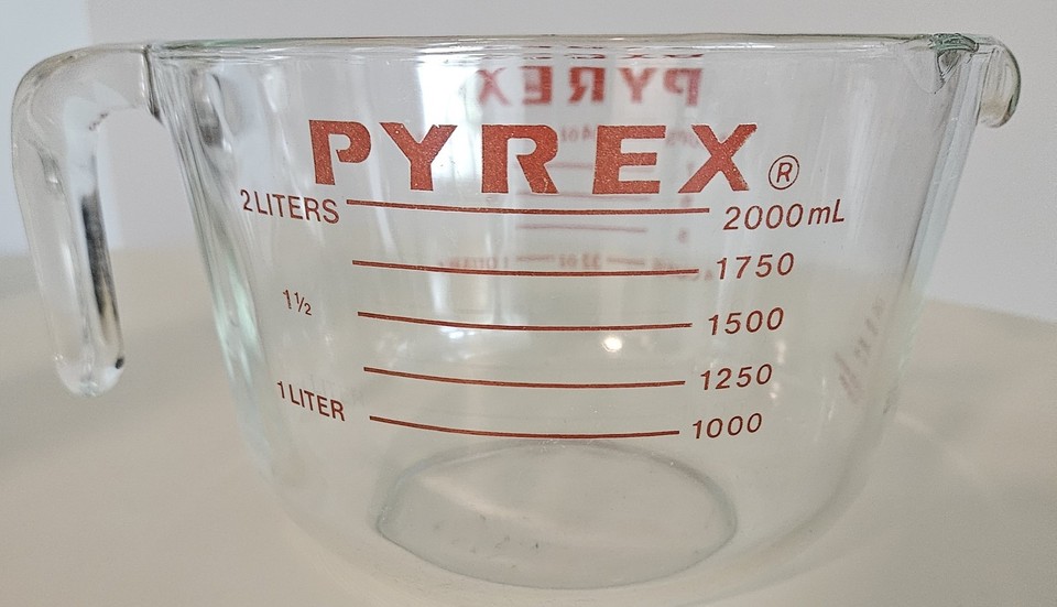 Pyrex 8 Cup 2 Quart 2 Liter Glass Measuring Cup Red Letter Batter Bowl ...