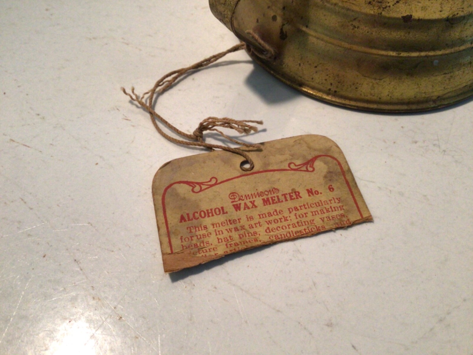 Vintage Brass Dennison's Alcohol Wax Melter No. 6, E. Miller Burner w ...