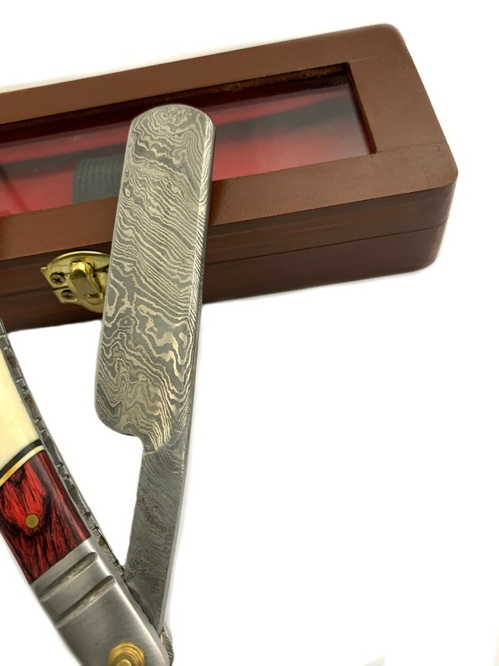 Damascus Steel Straight Razor Cut Throat Barber Salon Shaving Razor ...