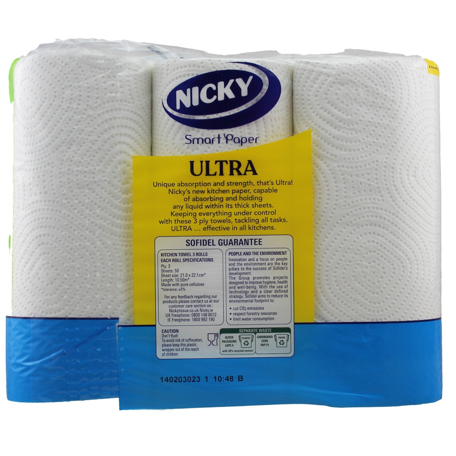 30 X Nicky Ultra 3Ply Kitchen Rolls White 3 Ply Super Absorbent Tissue ...
