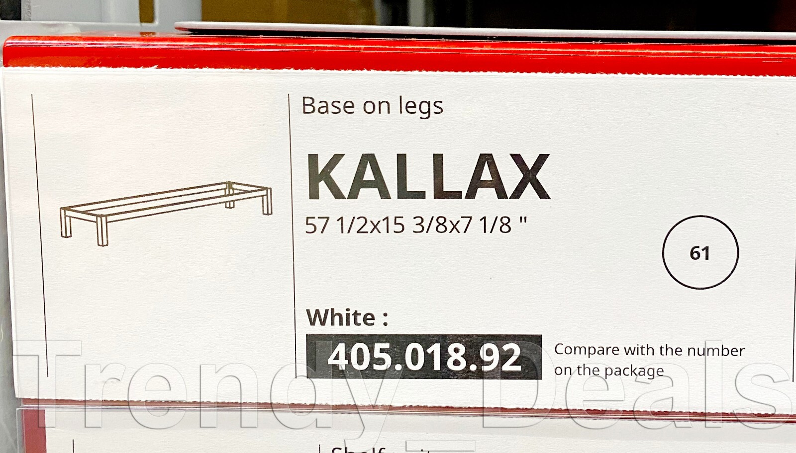 Ikea KALLAX Base on Legs 57 1/2x15 3/8x7 1/8" White 405.018.92 - NEW | eBay