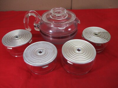 Vtg Pyrex 6 Cup Glass Coffee/ Tea Pot w/4 Percolator Stem Baskets ...