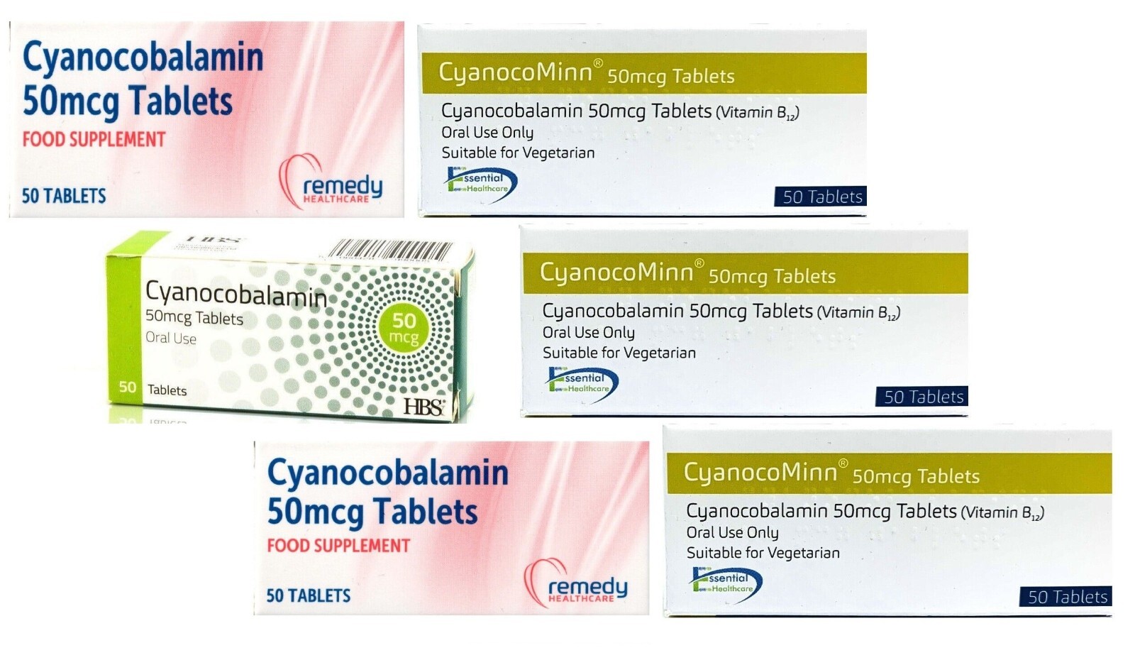 CYANOCOMINN 50MCG VITAMIN B12 SUPPLEMENT CYANOCOBALAM TABLETS- 20. 50 ...