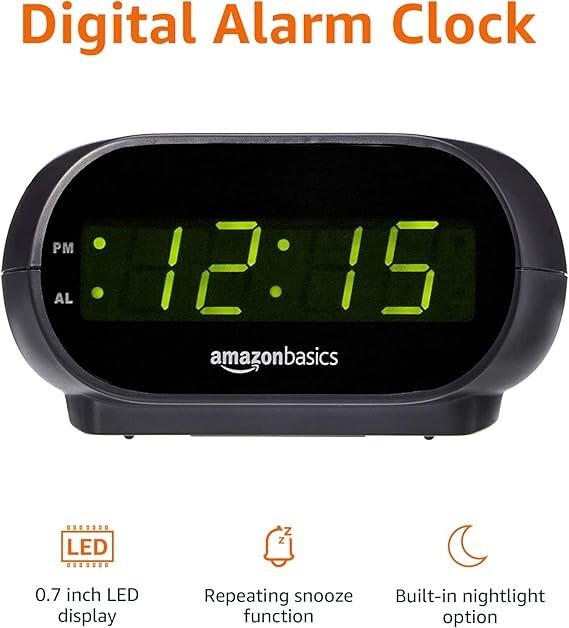 Digital Oval Alarm Clock with Battery Backup & LED Display, Black | eBay