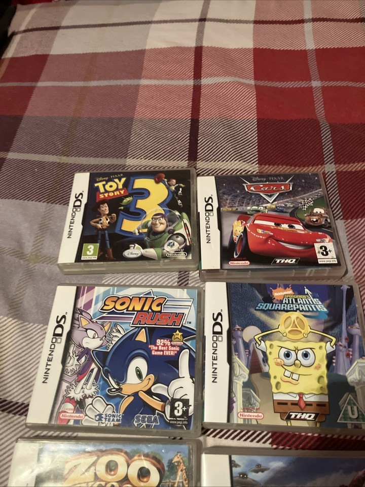 Nintendo DS Games Bundle SpongeBob Sonic Toy Story 3 Cars Zoo Tycoon ...