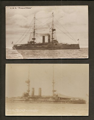 2 REAL-PHOTO POSTCARDS: HMS PRINCE OF WALES - BRITISH ROYAL NAVY WW1 ...
