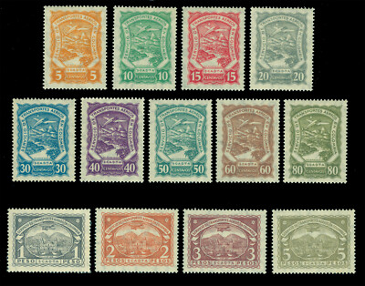 COLOMBIA 1923 Airmail set - Plane over river/ Bogota Scott C38-C50 mint ...
