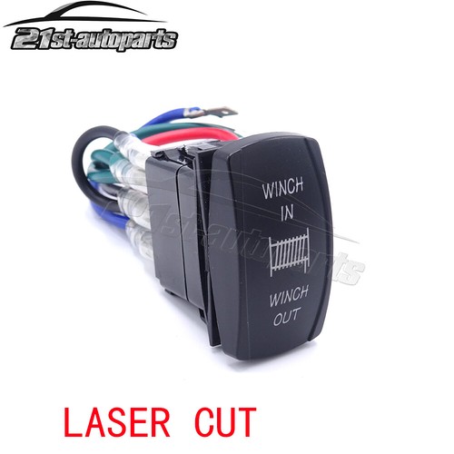 12V ON/OFF Blue Winch In & Out MOMENTARY Rocker Switch For Ford Truck F ...