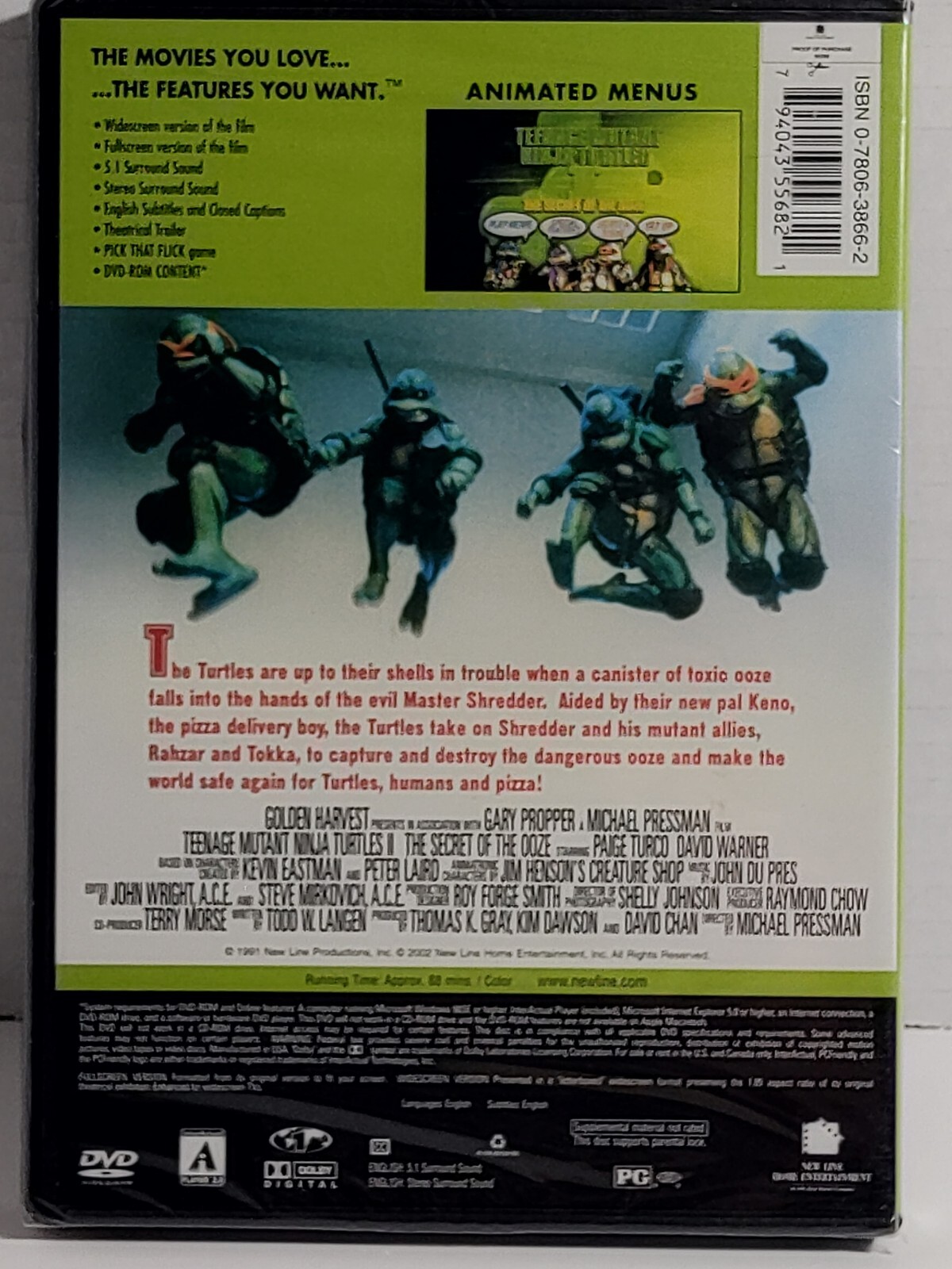 Teenage Mutant Ninja Turtles 2: The Secret of the Ooze (DVD, 1991 ...