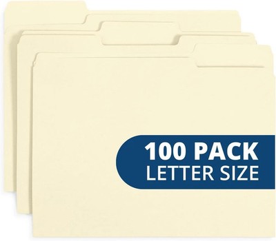 Manilla File Folders 8.5 x 11, 1/3 Cut Tab, Letter Size Vanilla Manila ...