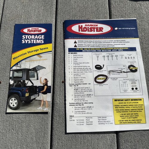 Harken Hoister Lift Launch System - Jeep Garage Storage Hardtop - New ...