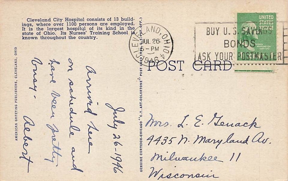 Postcard Bird's Eye View of Cleveland City Hospital Ohio NH1 | eBay