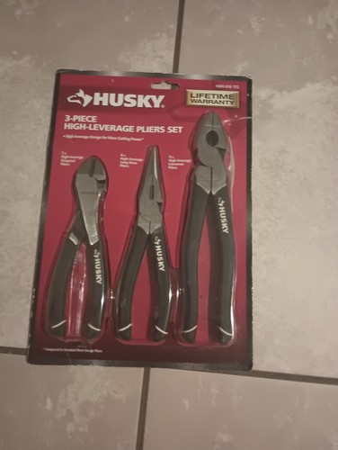 Husky 1006 3 Piece High-Leverage Pliers Set with 7 Inch Diagonal Pliers ...