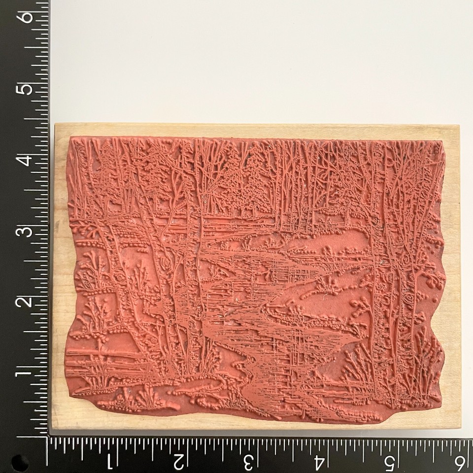Northwoods River Stream Forest Trees Wood Mounted Rubber Stamp | eBay