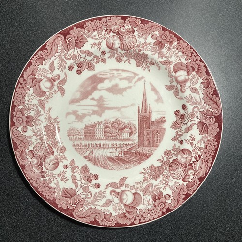Wedgwood Harvard Pink Transferware Plate - Mass. & Dane Halls - 10.25 ...
