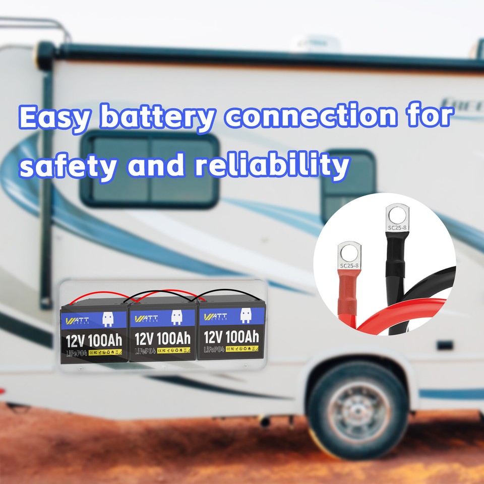 12Inch 4 AWG Gauge Red&Black Battery Cables Set Solar Marine Power ...