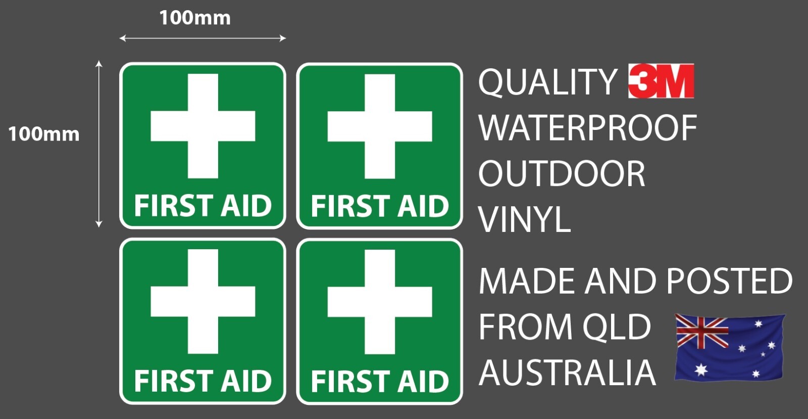 8pcs First Aid Workplace Safety Sign OHS WHS 3m waterproof Vinyl 100mm ...