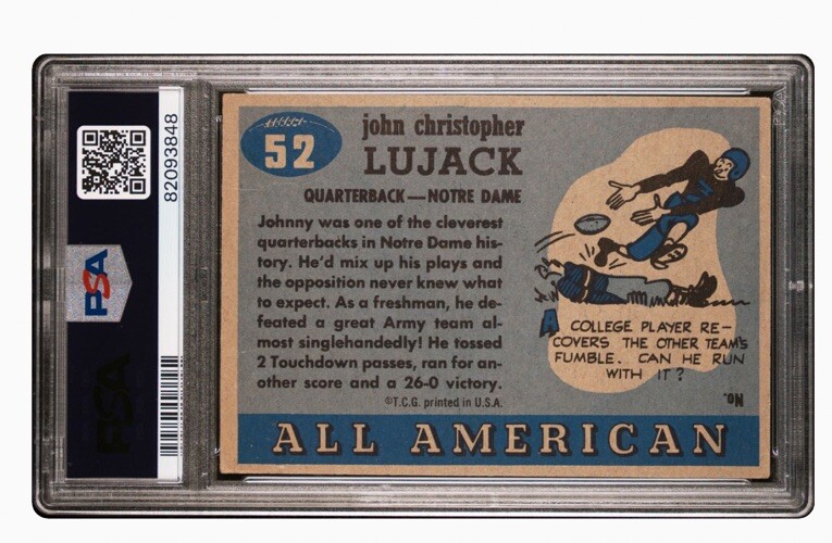 Johnny Lujack 1955 Topps All-American Auto Autograph Signed #52 PSA ...