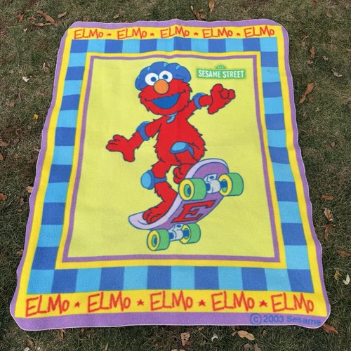 2003 Vintage Sesame Street Elmo Skateboard Fleece Blanket 4x5 ft Kids ...