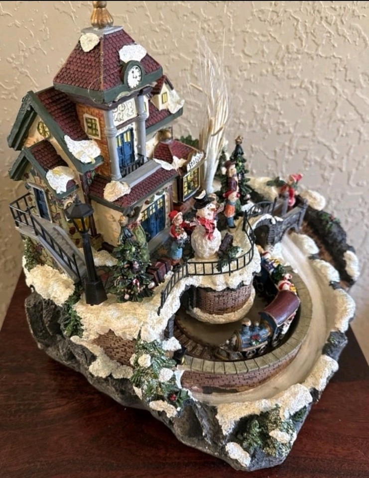 Fiber Optic Village with Train Color Changing Plug In Holiday Decor | eBay