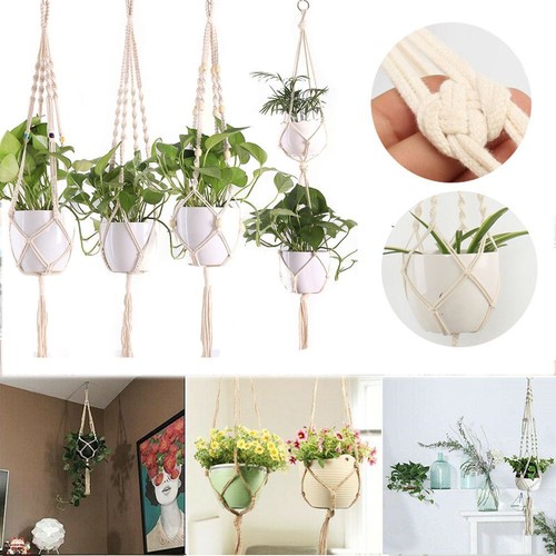 Macrame Hooks Garden Hanging Rope Plant Hanger Hanging Basket Flower ...