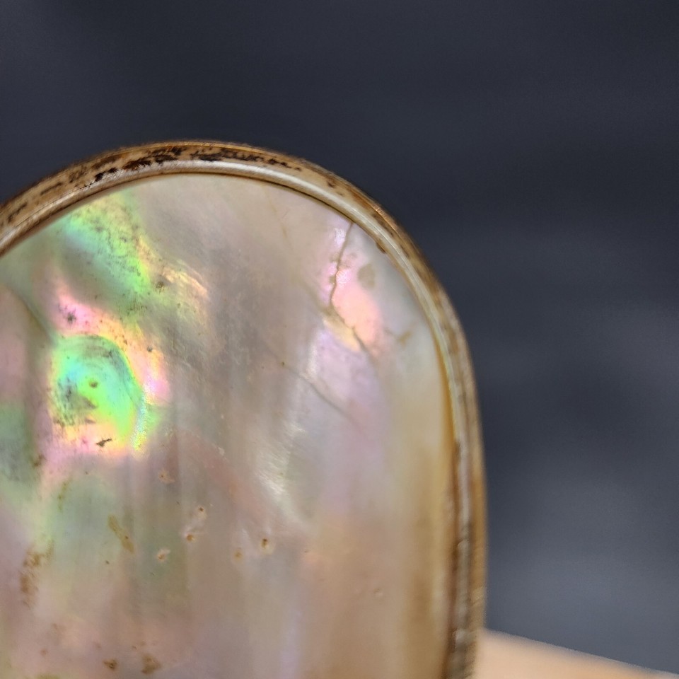 Antique Hand Made Mother of Pearl Shell Hinged 3"L Trinket Sewing Box ...